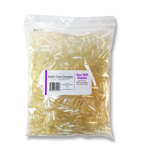 Size 000 - Gelatin Capsules quantity 500 - Empty Caps Company